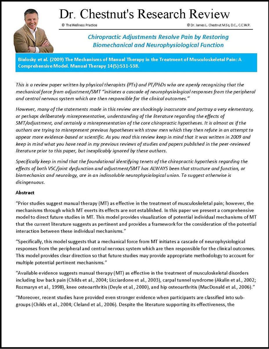 Chiropractic Adjustments Resolve Pain by Restoring Biomechanical Funct – The Wellness Practice ...