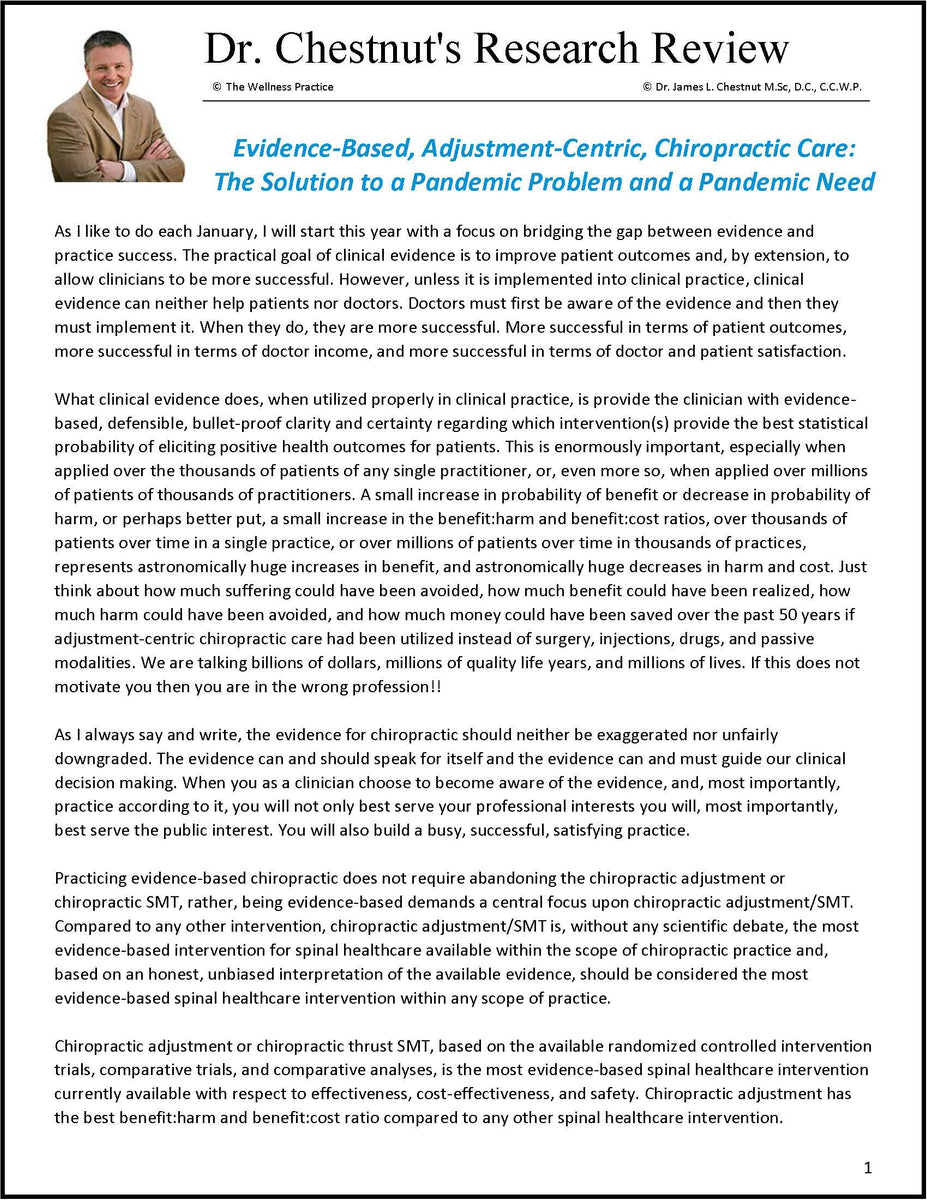 Evidence-Based, Adjustment-Centric, Chiropractic Care - Chestnut – The ...